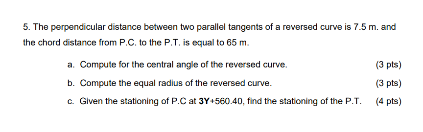 Solved 5. The perpendicular distance between two parallel | Chegg.com
