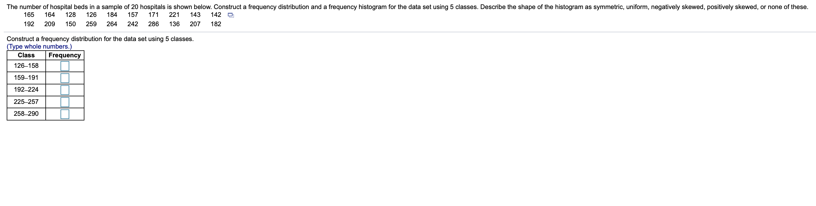 Solved The number of hospital beds in a sample of 20 | Chegg.com