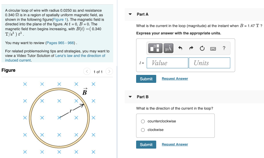 Solved Part A A circular loop of wire with radius 0.0250 m | Chegg.com
