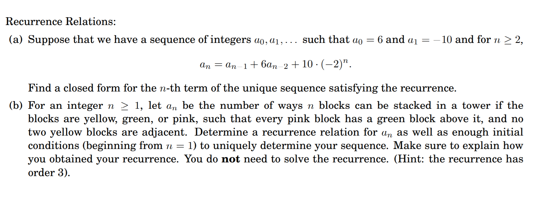 Solved Recurrence Relations A Suppose That We Have A