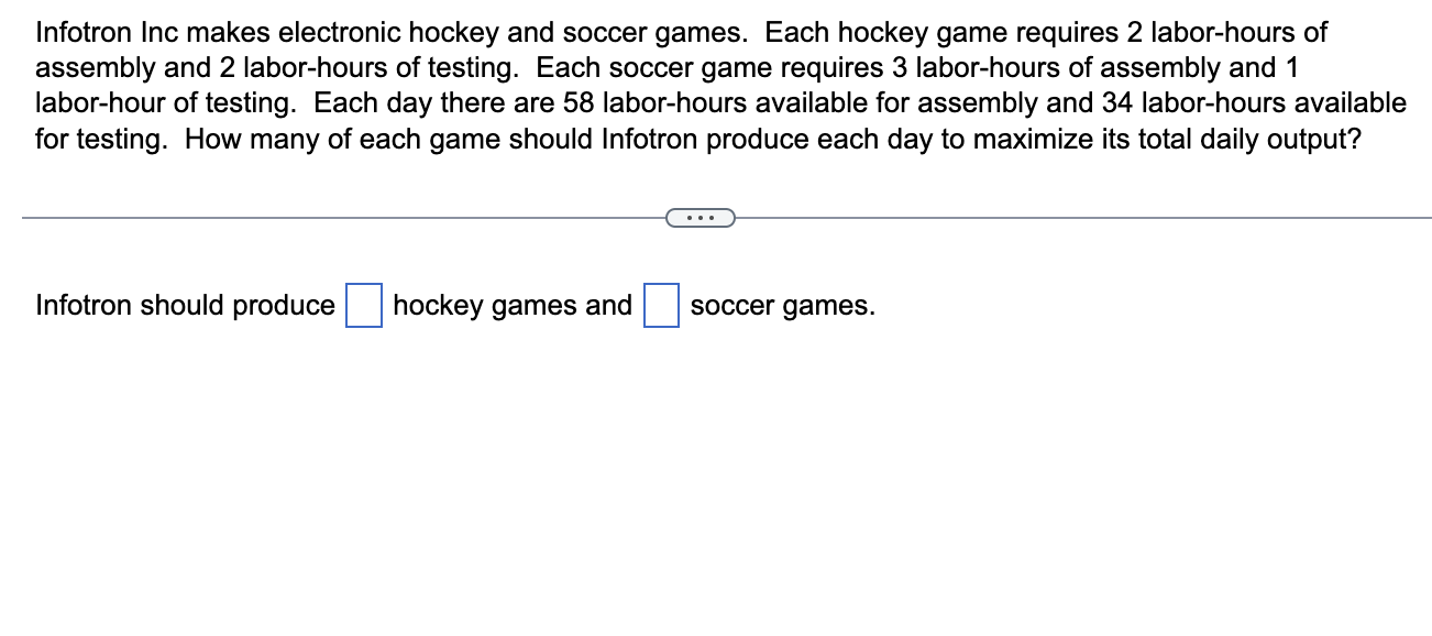 Infotron Inc makes electronic hockey and soccer | Chegg.com