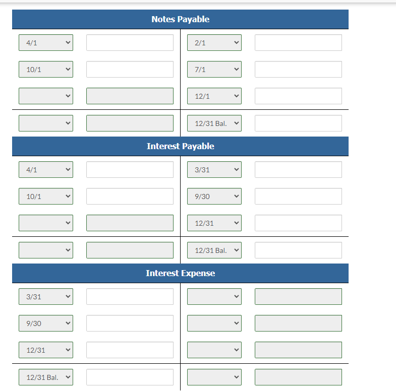 Solved B. Post the accounts Notes Payable, Interest payable, | Chegg.com