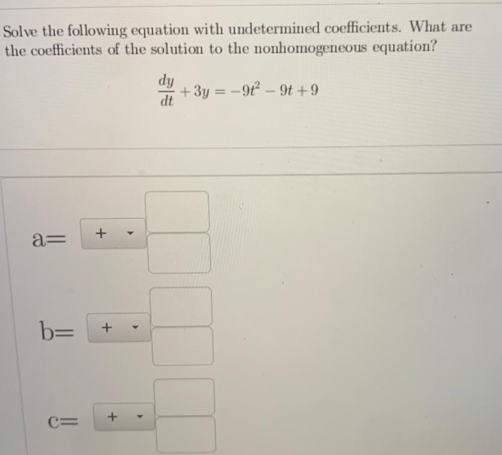 Solved Solve the following equation with undetermined | Chegg.com