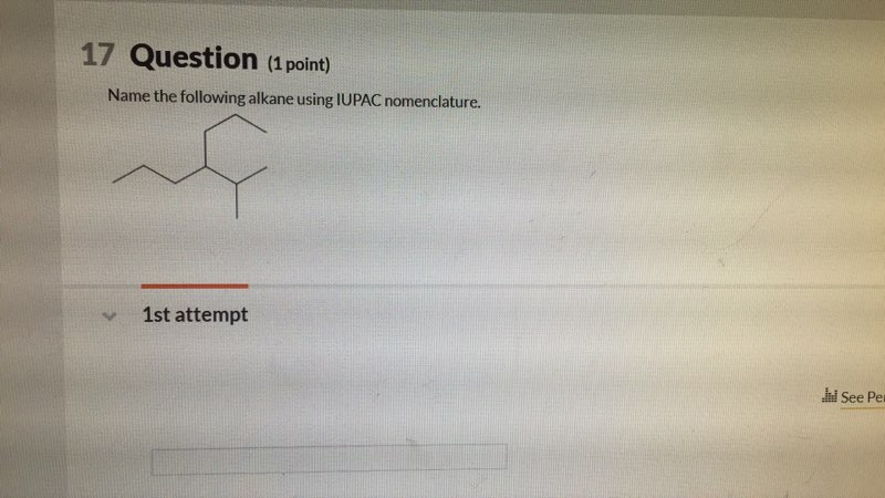 Solved 17 Question (1 point) Name the following alkane using | Chegg.com