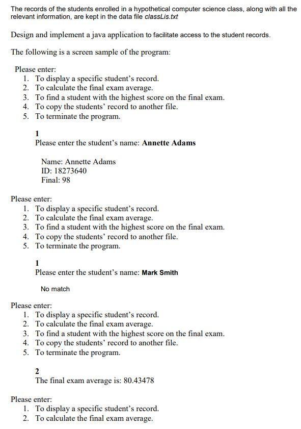 Solved The records of the students enrolled in a | Chegg.com