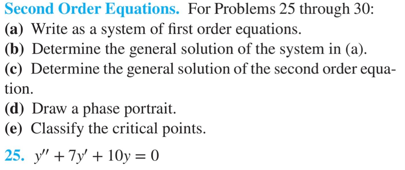 Solved Second Order Equations. For Problems 25 through 30: | Chegg.com