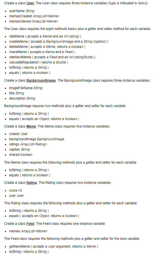 Solved Code in Java All instance variables should be | Chegg.com