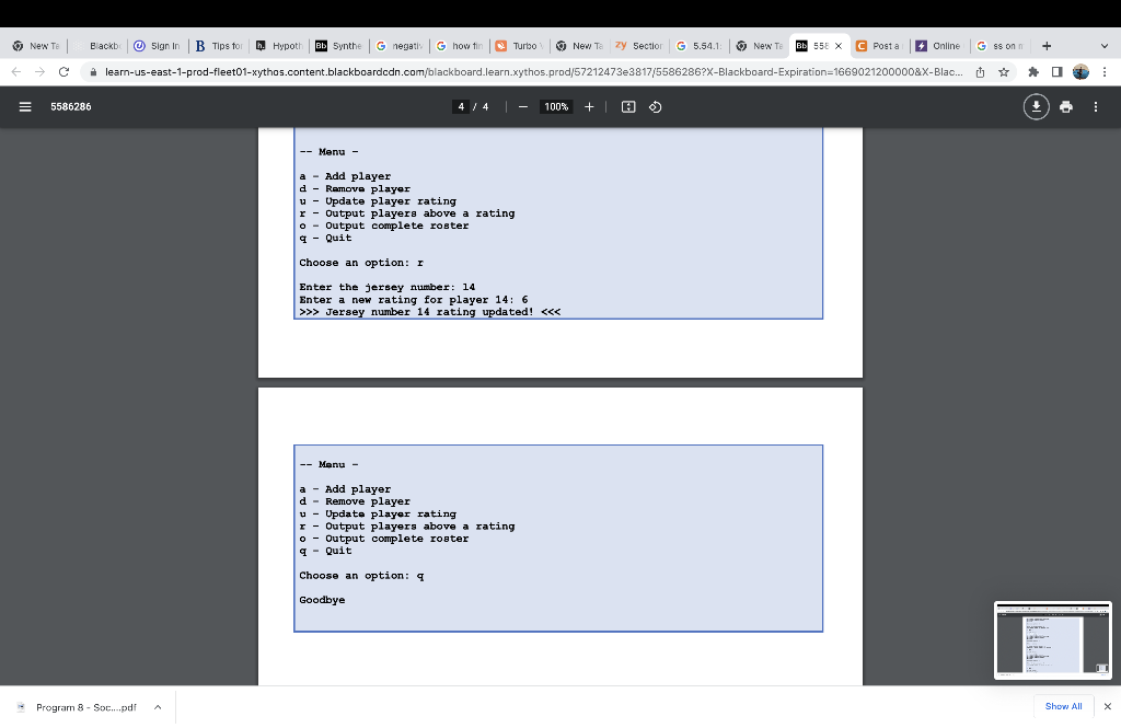 Solved PROGRAM 8 : SOCCER TEAM ROSTERS Project | Chegg.com