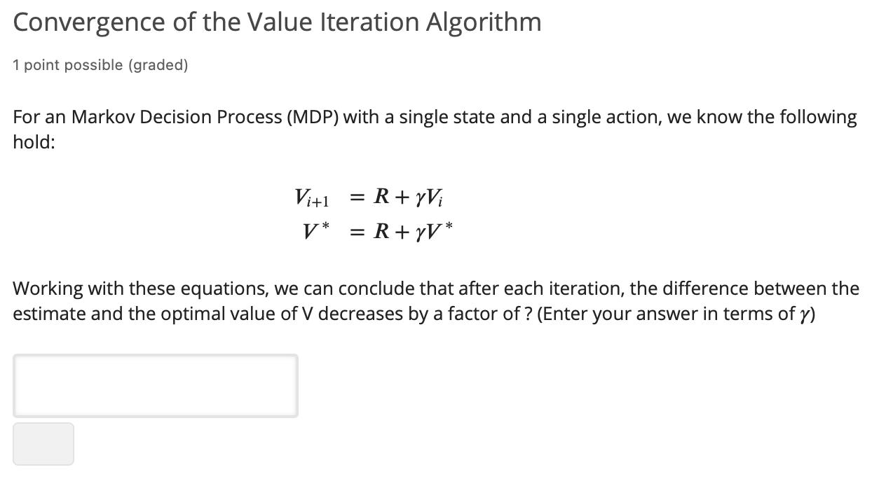 1. Value Iteration for Markov Decision Process | Chegg.com