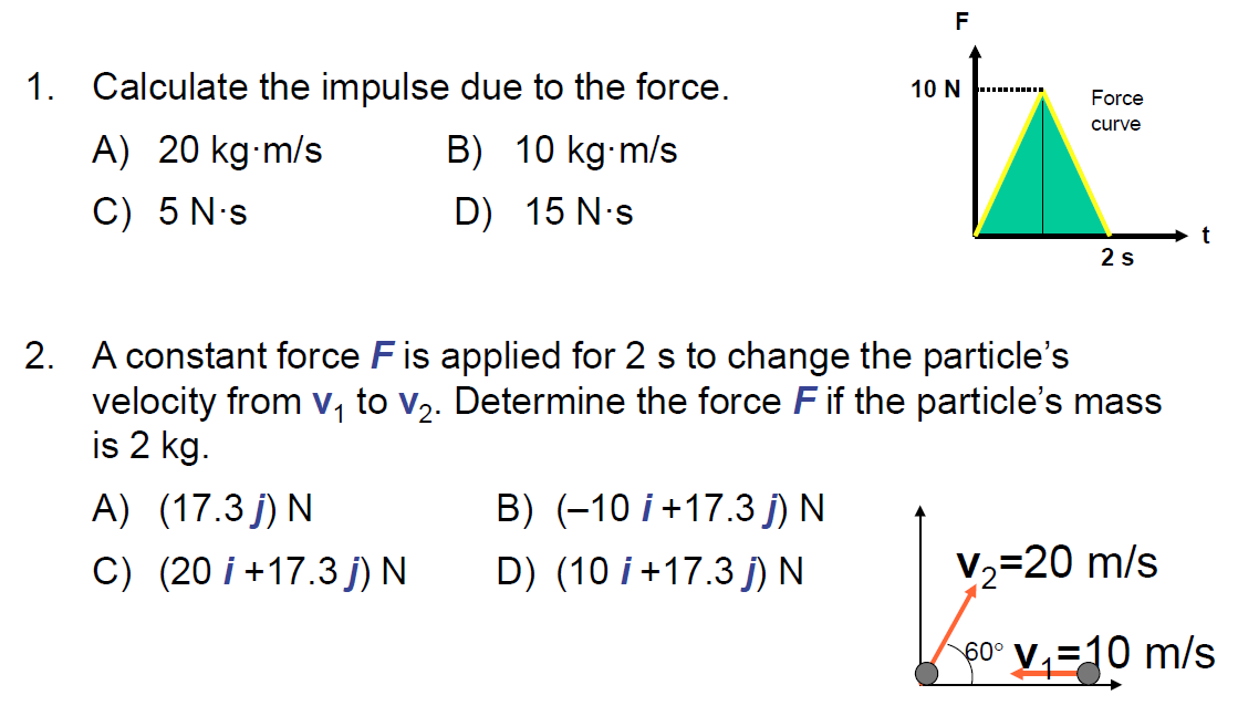 Solved F 1. Calculate the impulse due to the force. 10 N | Chegg.com