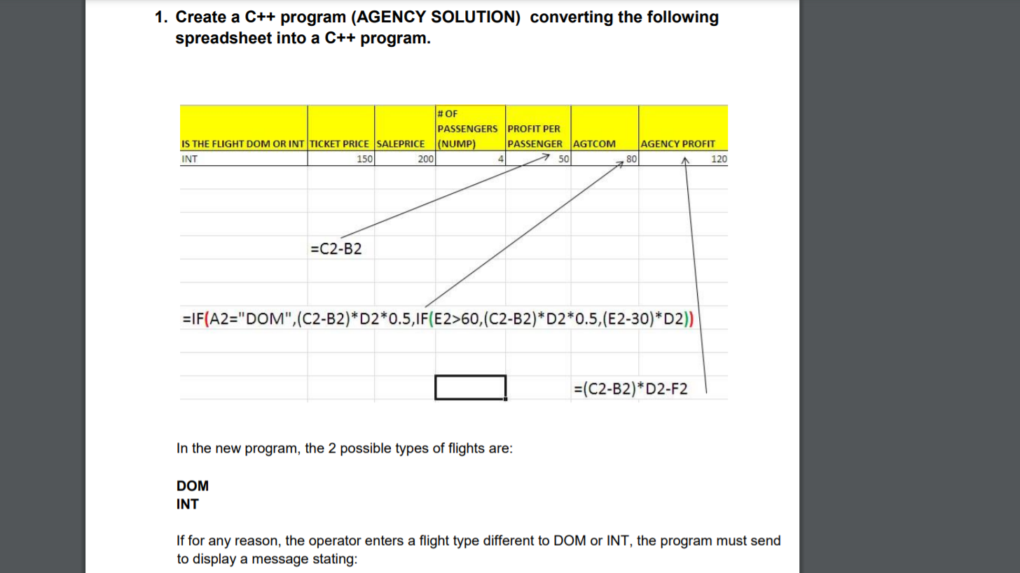 Solved Help to convert this spreadsheet into a C++ file | Chegg.com