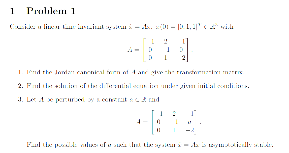 Solved Consider a linear time invariant system | Chegg.com