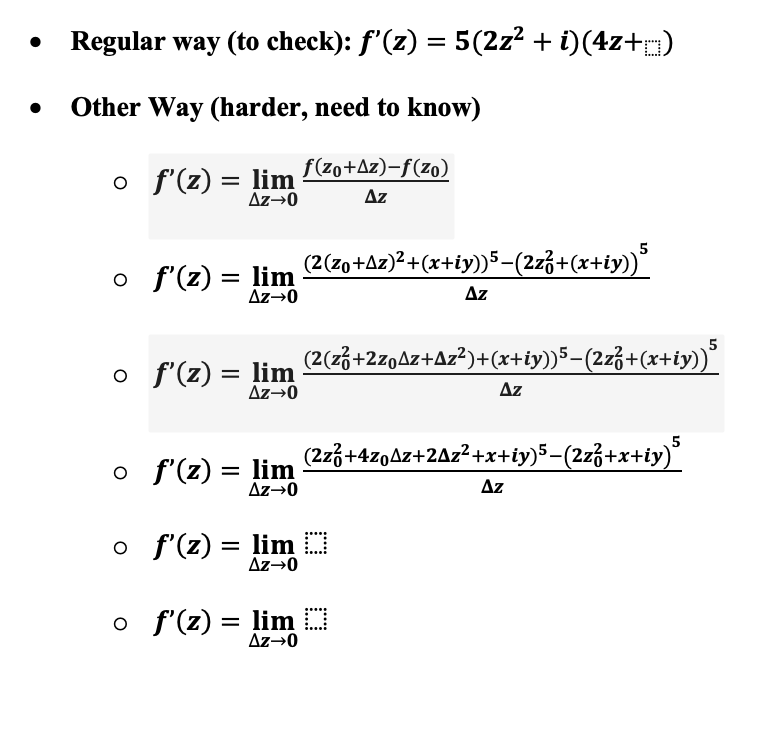 Solved 2.20.2 Use the rules for derivatives to compute f′(z) | Chegg.com