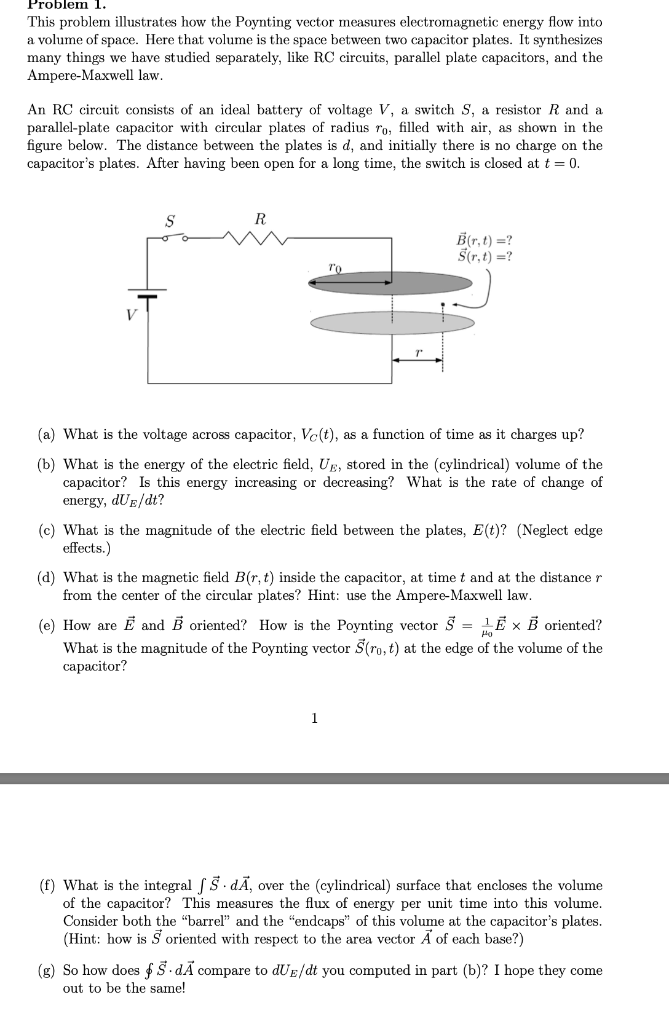 Solved Problem 1. This problem illustrates how the Poynting | Chegg.com