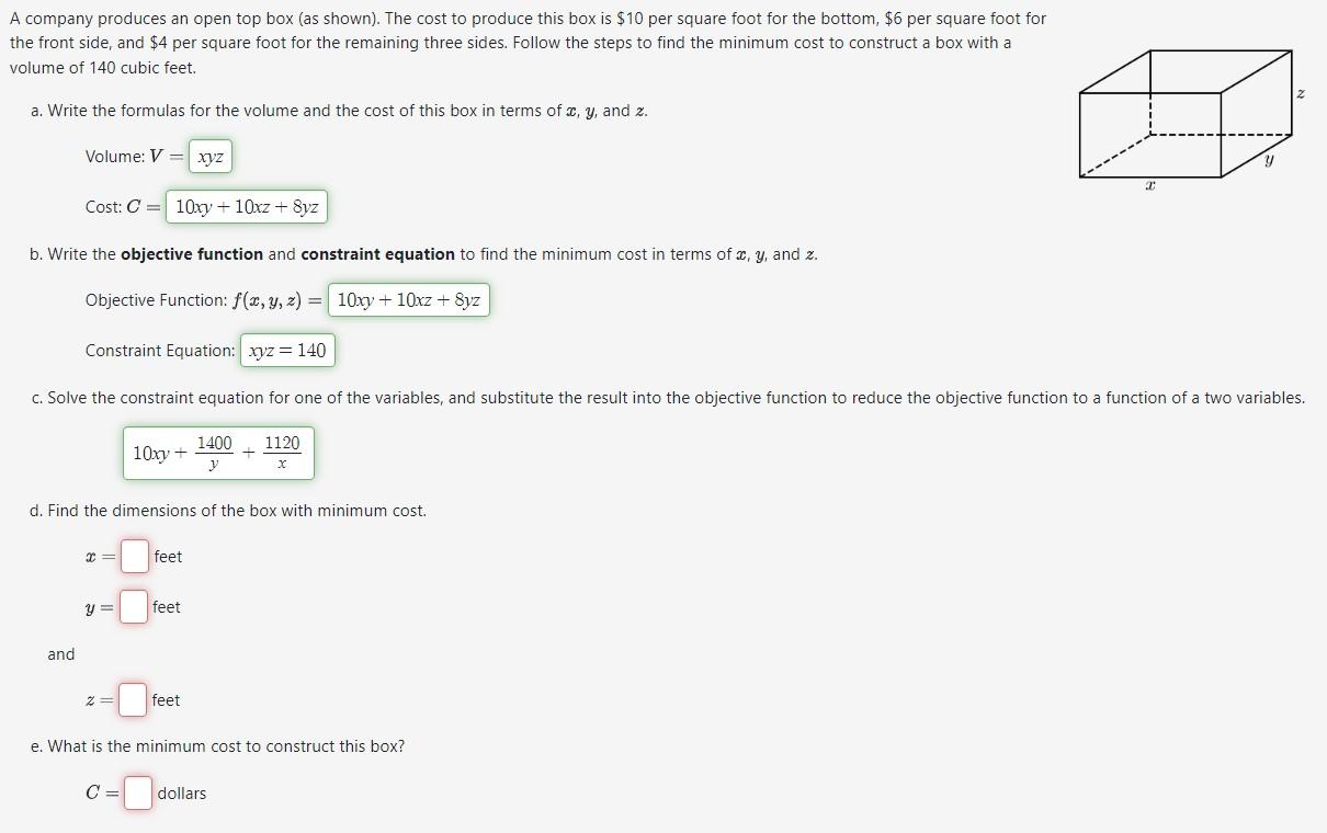 Solved A company produces an open top box (as shown). The | Chegg.com