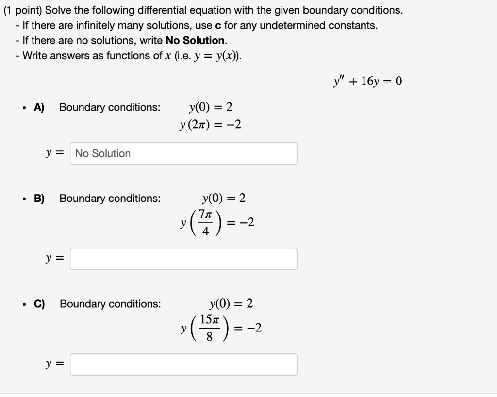 Solved (1 point) Solve the following differential equation | Chegg.com