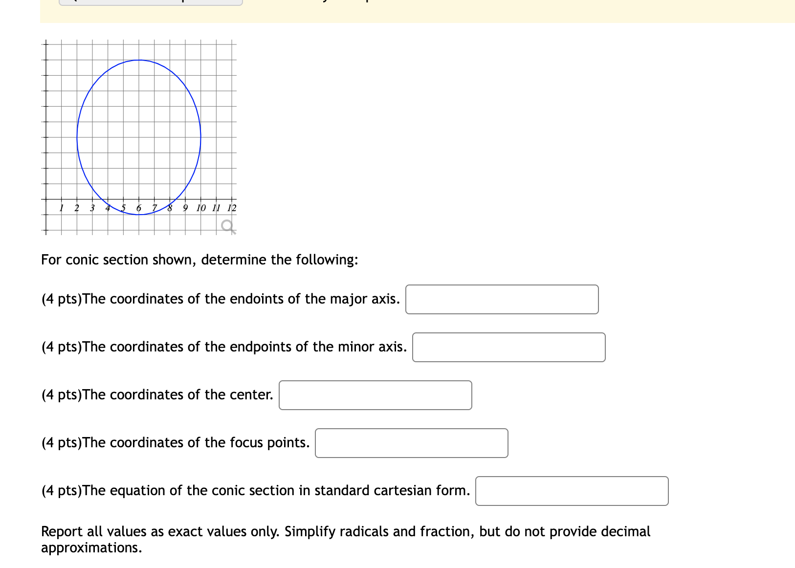 Solved For conic section shown, determine the | Chegg.com