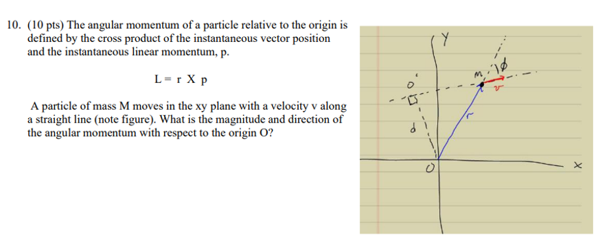 Solved 10. (10 pts) The angular momentum of a particle | Chegg.com