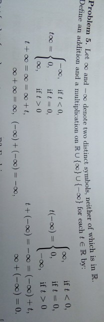 Solved Problem 5. Let oo and -o denote two Define an | Chegg.com