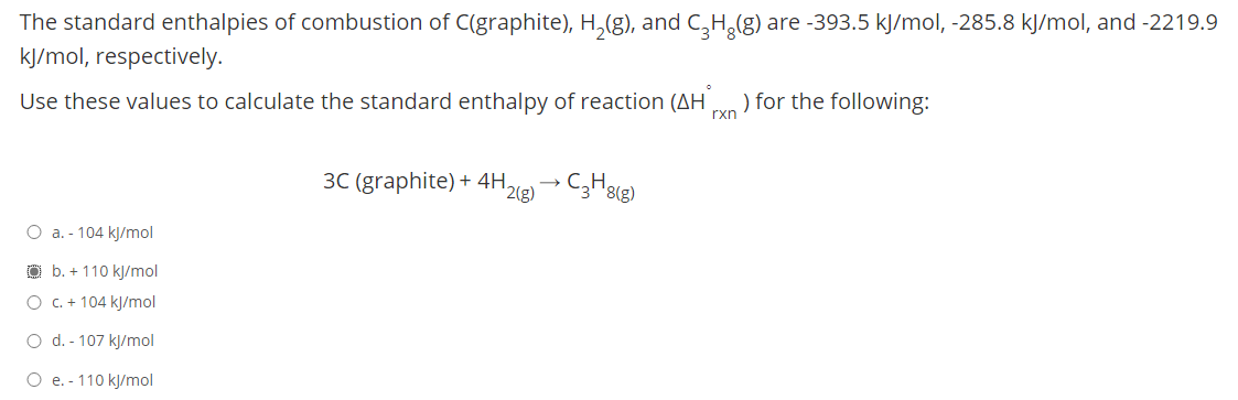 Solved The standard enthalpies of combustion of C(graphite), | Chegg.com