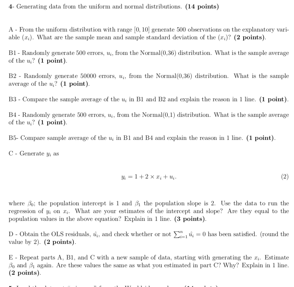 4 Generating Data From The Uniform And Normal