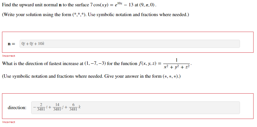 Solved = Find the upward unit normal n to the surface 7 | Chegg.com