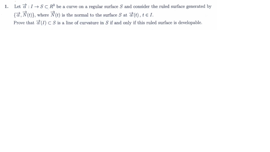 Solved 1. Let α:I→S⊂R3 be a curve on a regular surface S and | Chegg.com