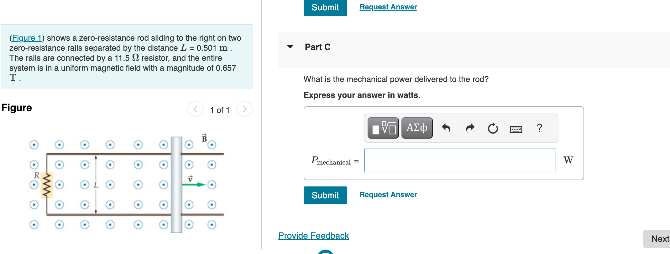 Solved (Figure 1) shows a zero-resistance rod sliding to the | Chegg.com