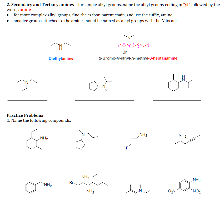 Solved 2. Secondary and Tertiary amines - for simple alkyl | Chegg.com