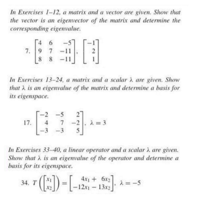 Solved In Exercises 1-12, a matrix and a vector are given. | Chegg.com