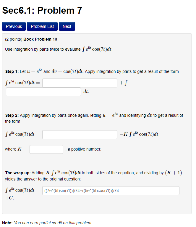 Solved Sec6.1: Problem 7 PreviouS Problem List Next (2 | Chegg.com