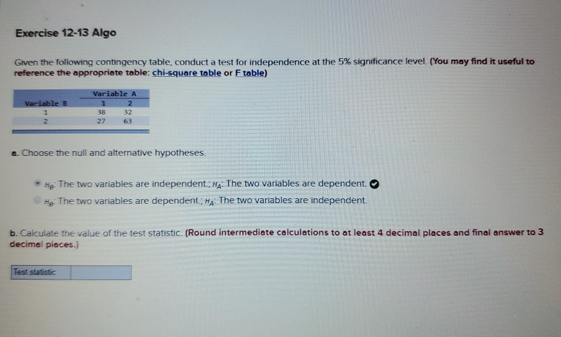 Solved Exercise 12-13 Algo Given the following contingency | Chegg.com