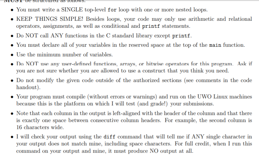 Solved Read this very carefull only one top level for loop | Chegg.com