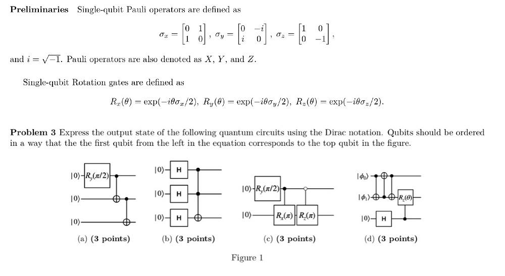 Preliminaries Single-qubit Pauli operators are | Chegg.com