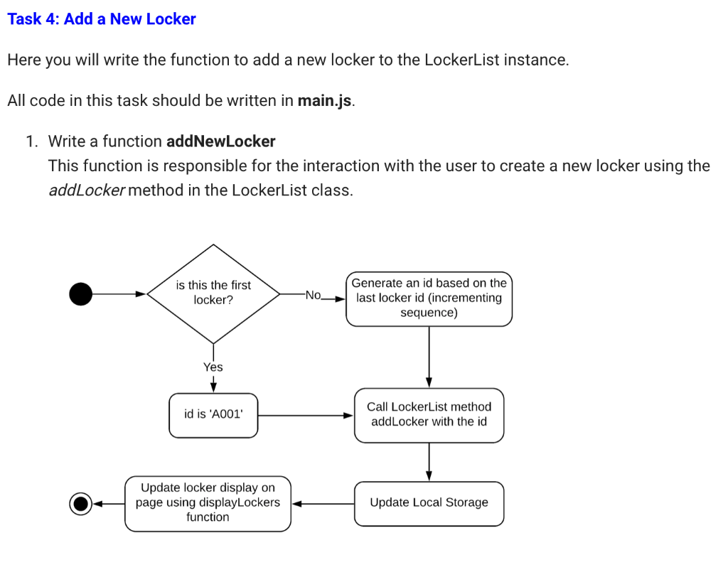 Task 4: Add a New Locker Here you will write the | Chegg.com