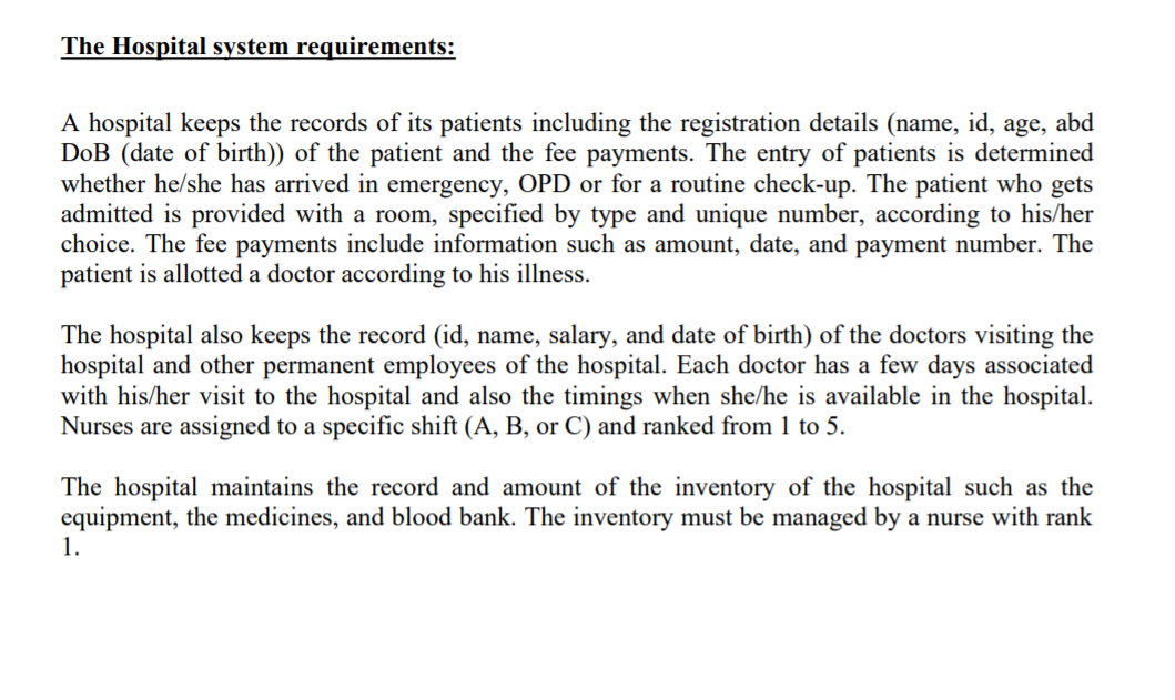 Solved Database Project In this Project, you have to build a | Chegg.com