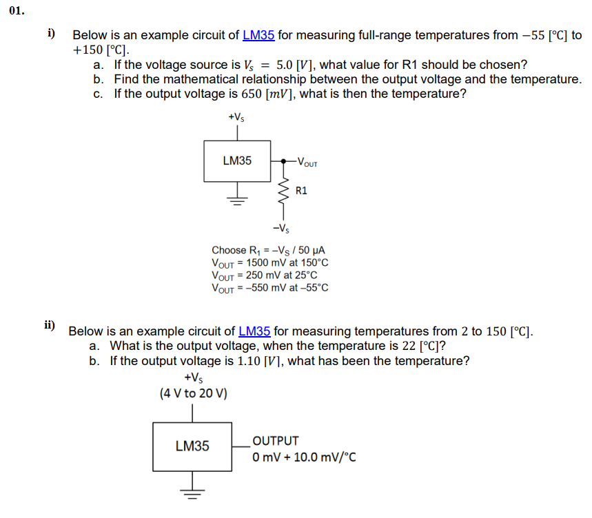 Solved i) Below is an example circuit of LM35 for measuring | Chegg.com