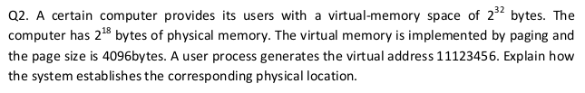 Solved Q2. A certain computer provides its users with a | Chegg.com