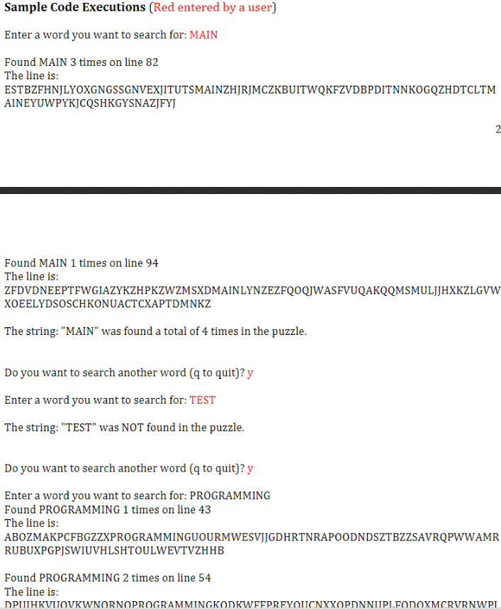 Solved Write a C program to implement a word search game. | Chegg.com