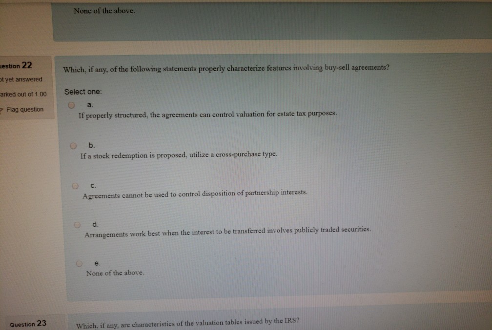 Solved None of the above. estion 22 t yet answered arked out | Chegg.com Solved None of the above. estion 22 t yet answered arked out | Chegg.com