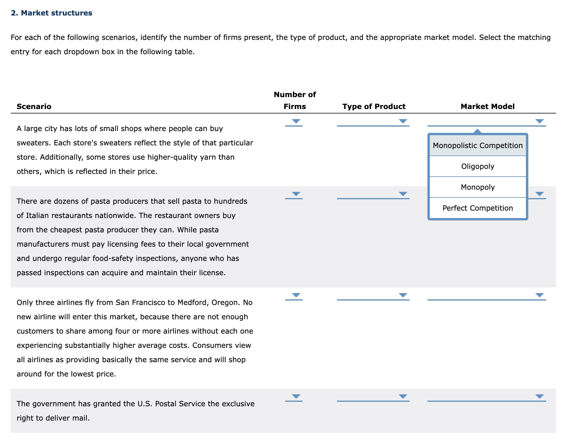 Solved For each of the following scenarios, identify the | Chegg.com