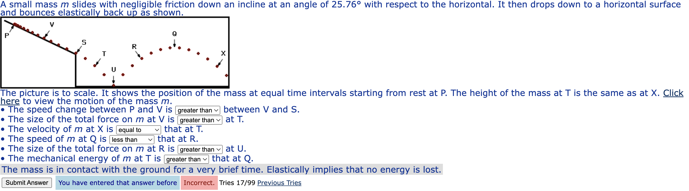 Solved A small mass m slides with negligible friction down | Chegg.com