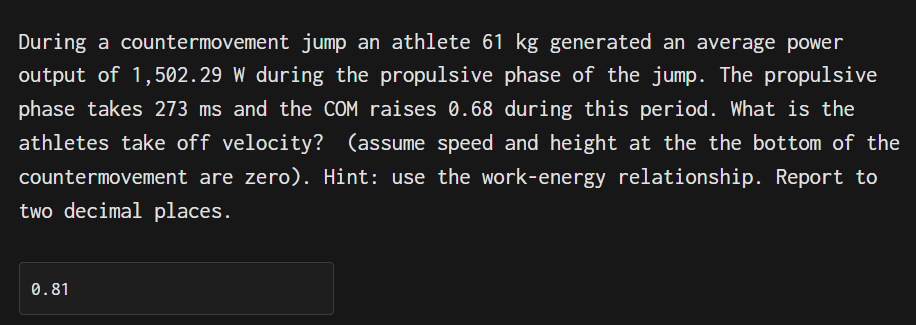 Solved During a countermovement jump an athlete 61 kg | Chegg.com