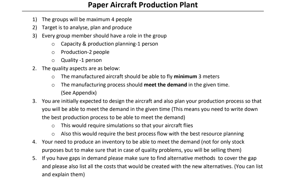 Paper Aircraft Production Plant O o o 1) The groups | Chegg.com