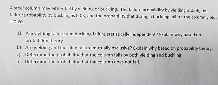 Solved A steel column may either fail by yielding or | Chegg.com