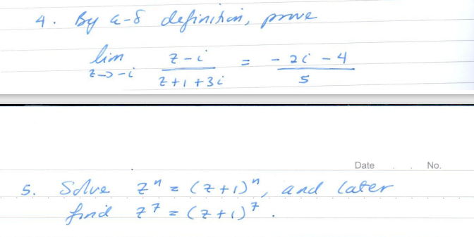 Solved 4. by a−δ definition, prue limz→−iz+1+3iz−i=5−2i−4 5. | Chegg.com