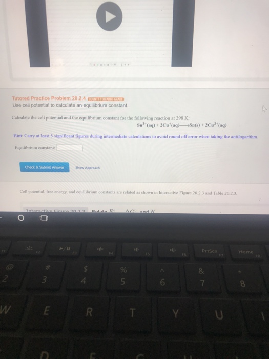 Solved Tutored Practice Problem 20 2 4 C Use Cell Potential