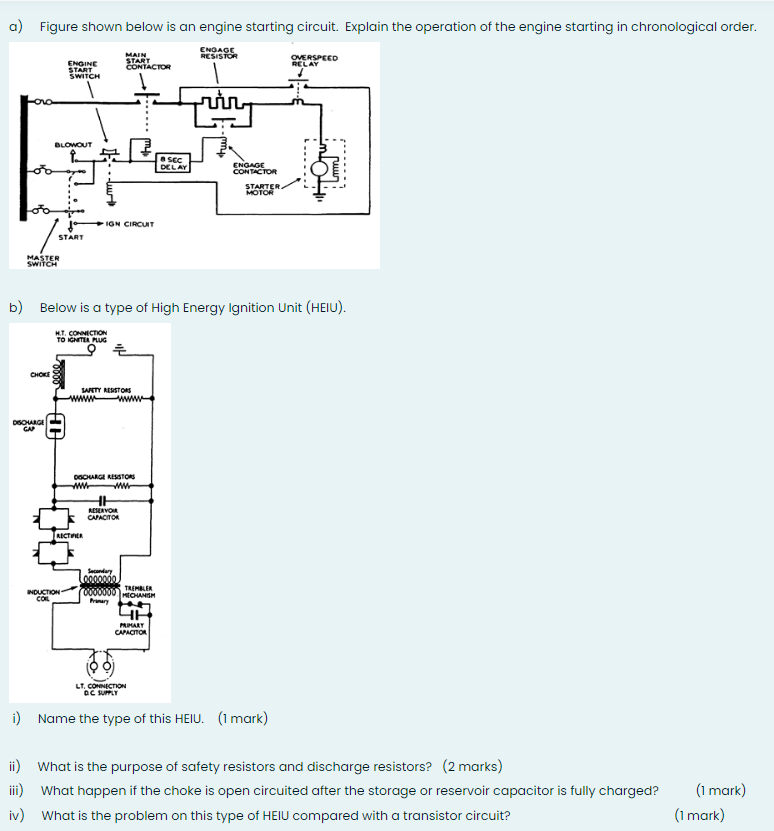Solved a) Figure shown below is an engine starting circuit. | Chegg.com