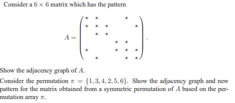 Solved Consider a 6×6 matrix which has the pattern | Chegg.com