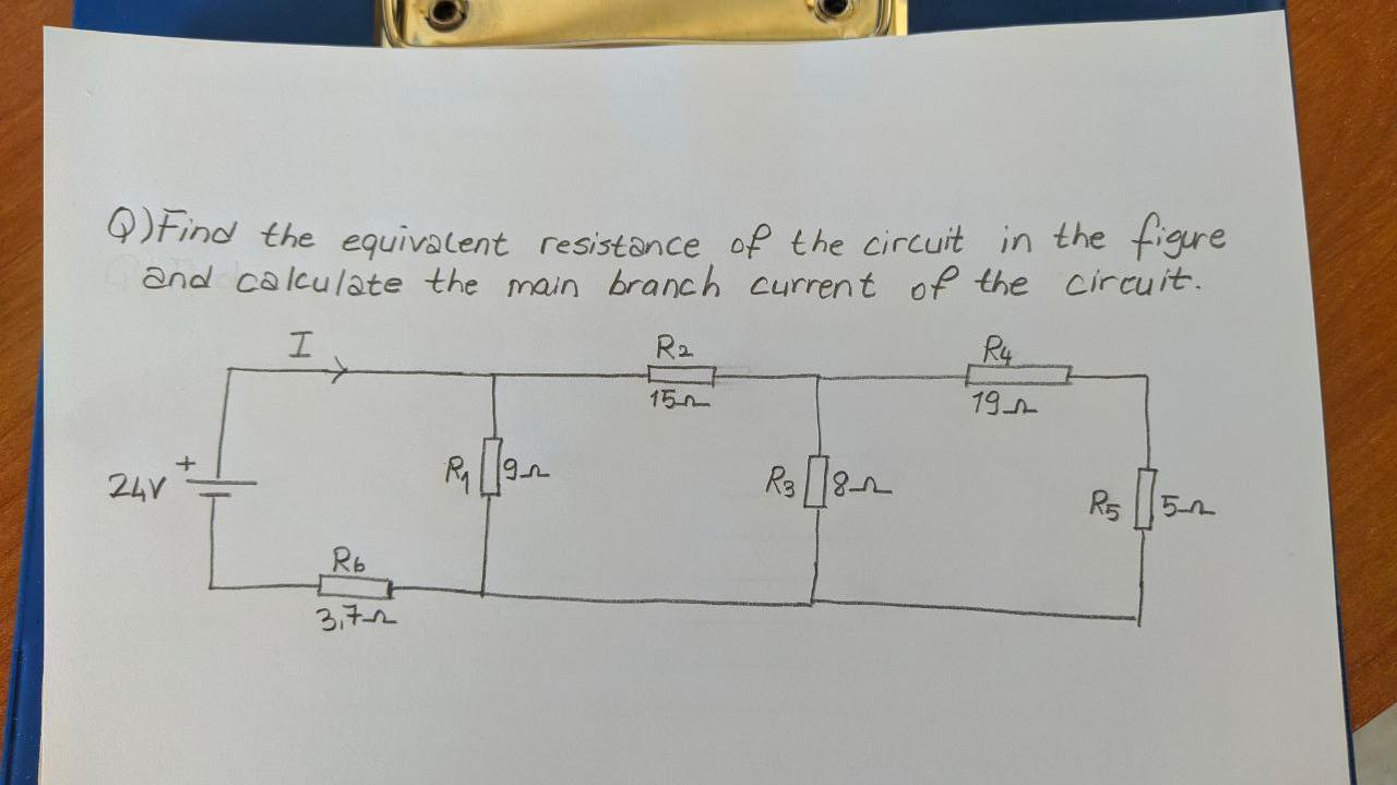 [Solved]: Q)Find the equivacent resistance of the circuit